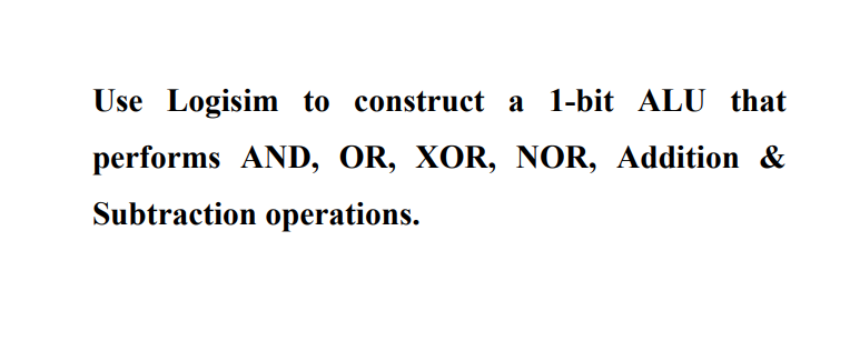 Solved Use Logisim to construct a 1-bit ALU that performs | Chegg.com
