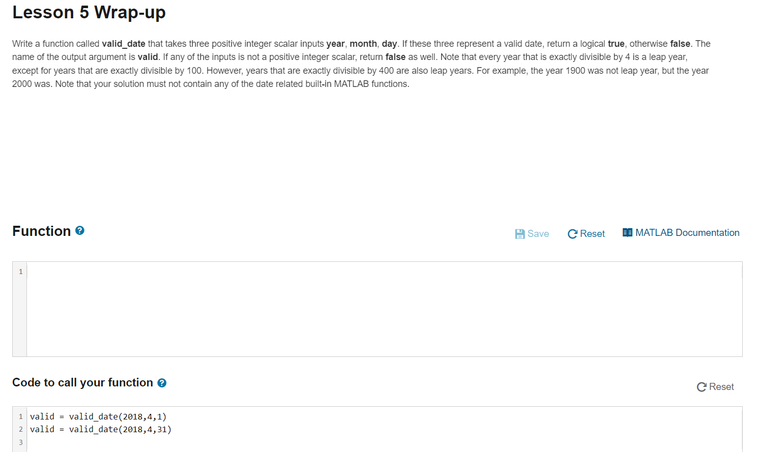 Solved Lesson 5 Wrap-up Write a function called valid_date | Chegg.com