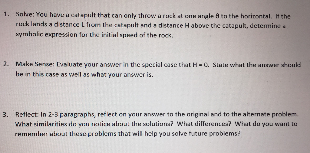 Solved Solve: You have a catapult that can only throw a rock | Chegg.com