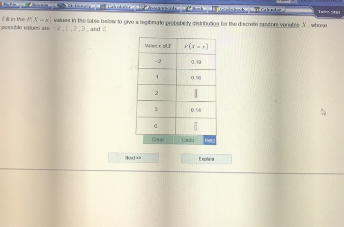 Solved Fill in the P(X = x) values in the table below to | Chegg.com
