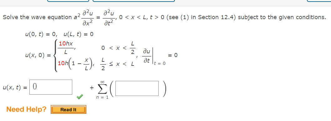 Solved Solve the wave equation a2∂x2∂2u=∂t2∂2u,00 (see (1) | Chegg.com