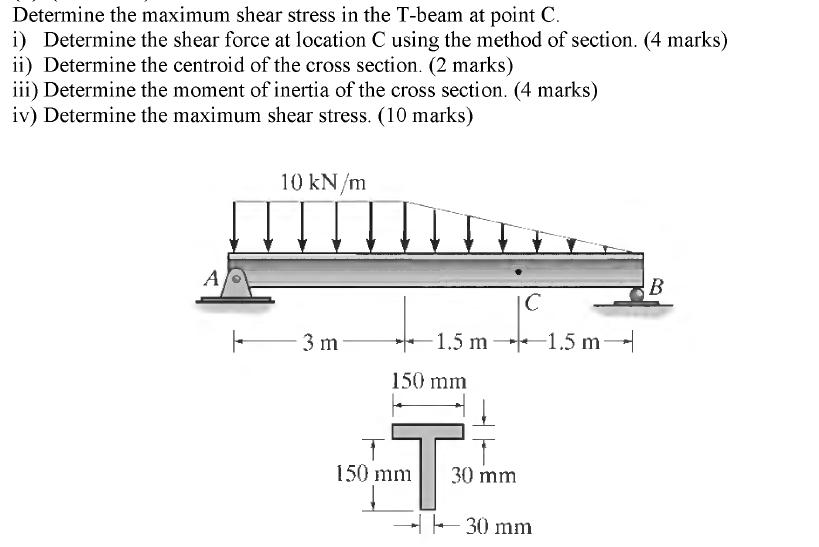 Determine The Maximum Shear Stress In T Beam At Point C - The Best ...