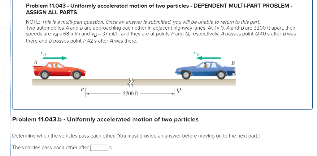 Solved Problem 11.043 - Uniformly accelerated motion of two | Chegg.com