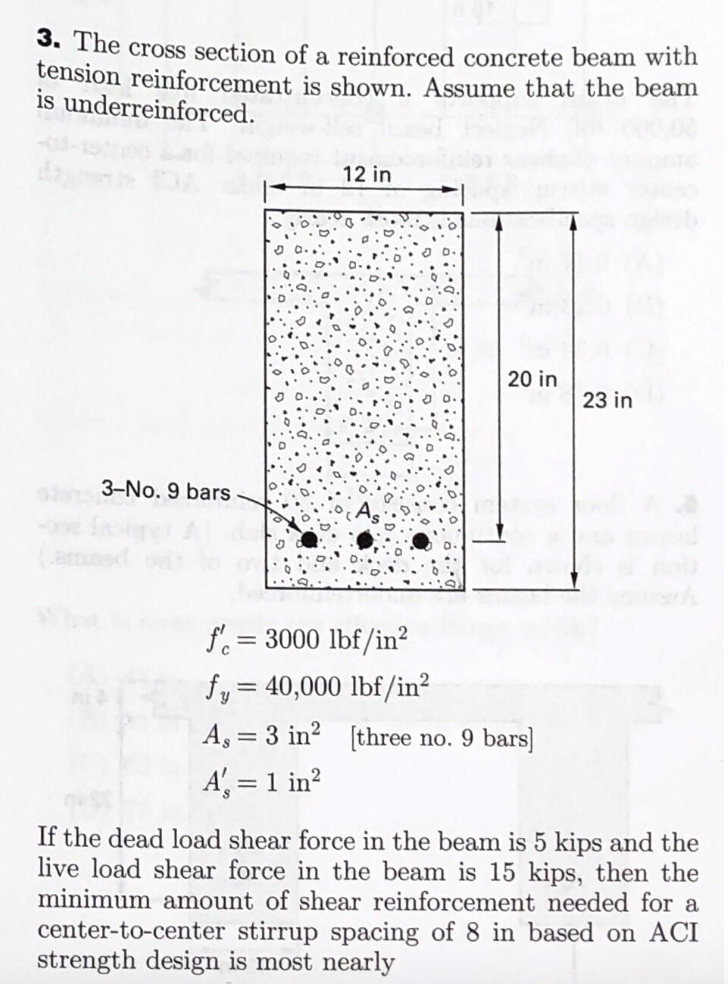 Solved 3. T he cross section of a reinforced concrete beam | Chegg.com