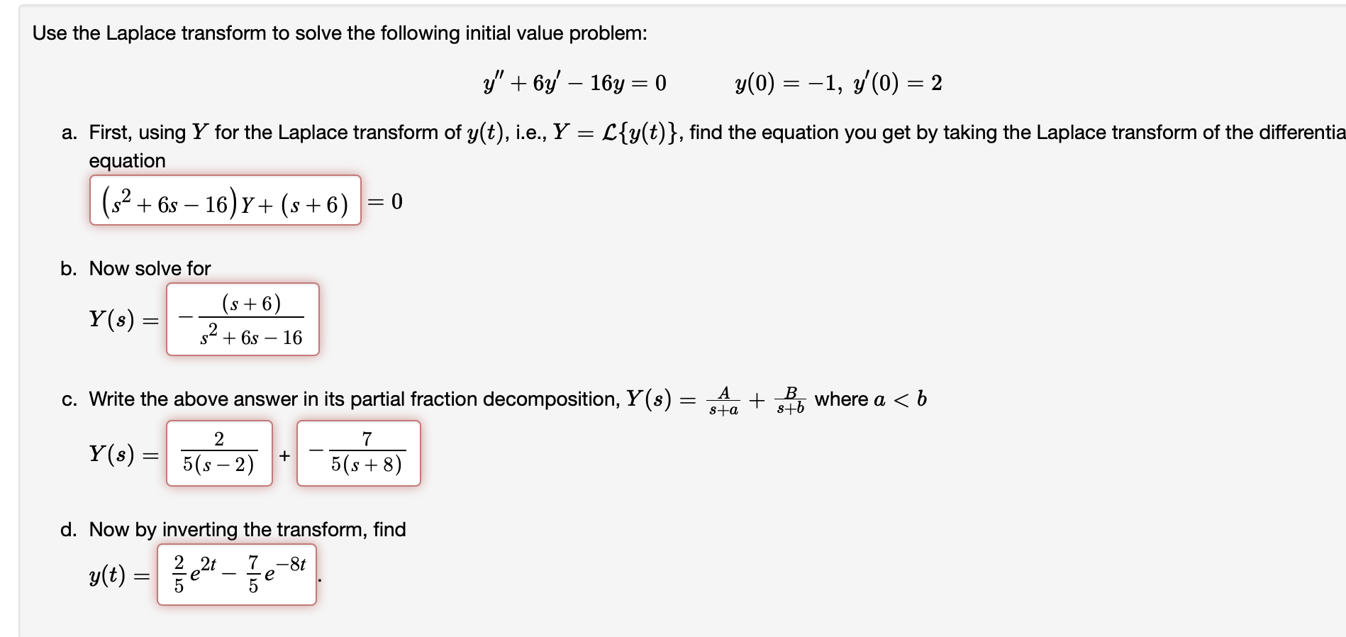 Solved Use the Laplace transform to solve the following | Chegg.com