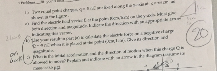 Solved 5 Problems-一20 points each, 1.) Two equal point | Chegg.com