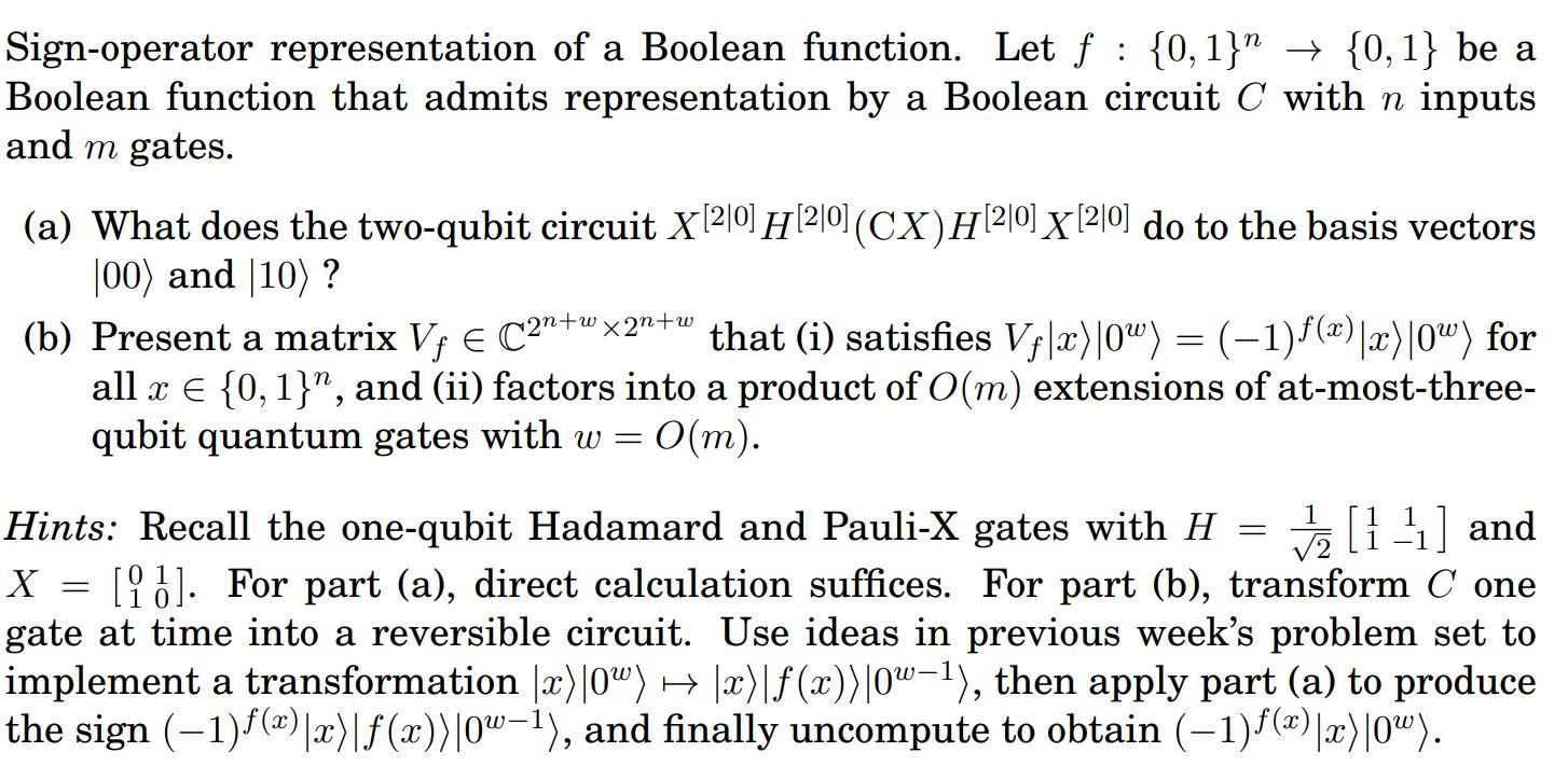 Solved Sign-operator representation of a Boolean function. | Chegg.com