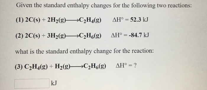 Solved Given the standard enthalpy changes for the following | Chegg.com