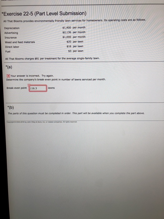 Solved Exercise 22-5 (Part Level Submission) All That Blooms | Chegg.com