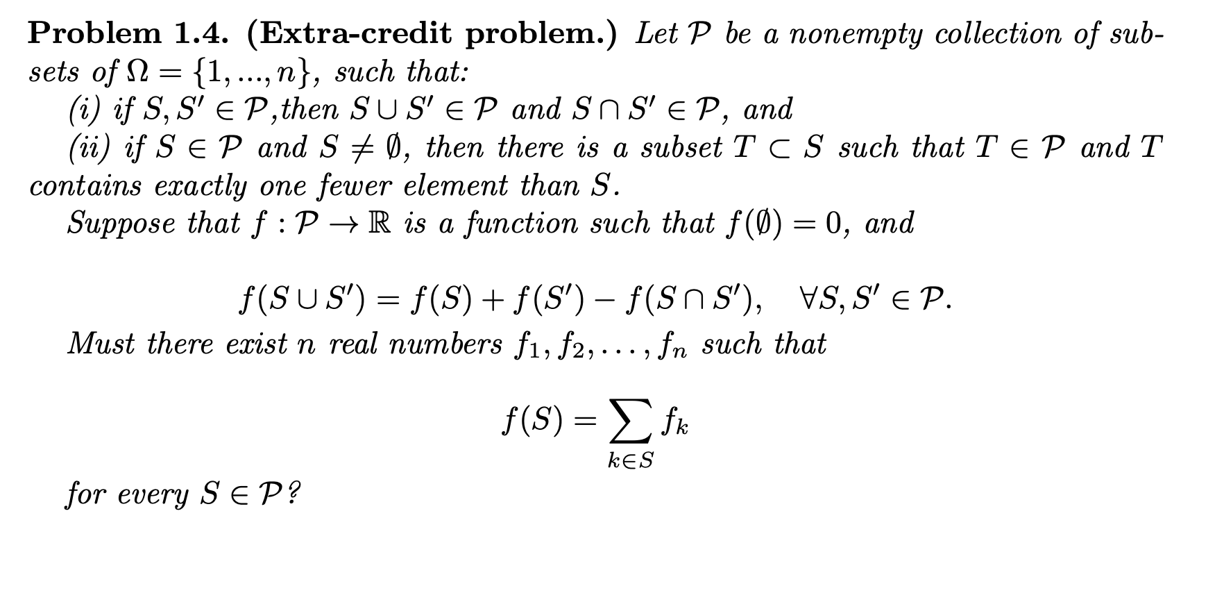 Solved Let P be a nonempty collection of sub- sets of Ω = | Chegg.com