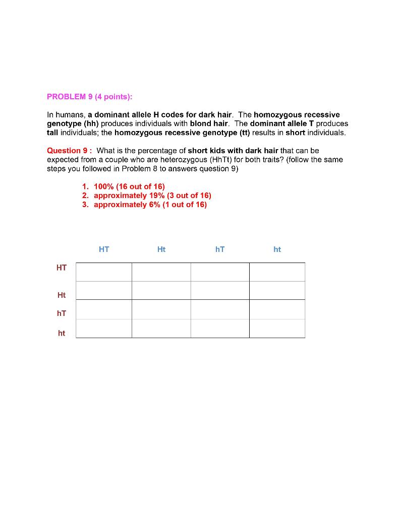 Solved BIO 181 - GENETICS PROBLEM SET NAME: MONOHYBRID | Chegg.com