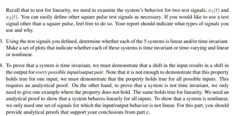 Solved 2 Lab Exercises on Linearity and Time Invariance | Chegg.com