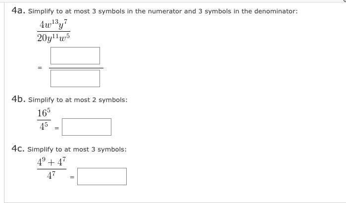Solved 4a. Simplify to at most 3 symbols in the numerator | Chegg.com