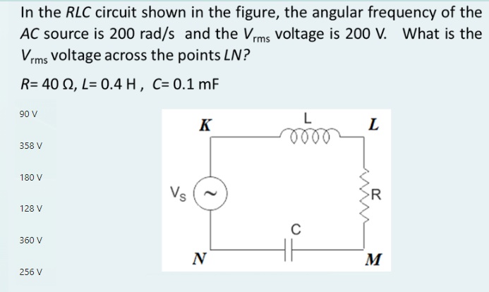 Solved In the RLC circuit shown in the figure, the angular | Chegg.com