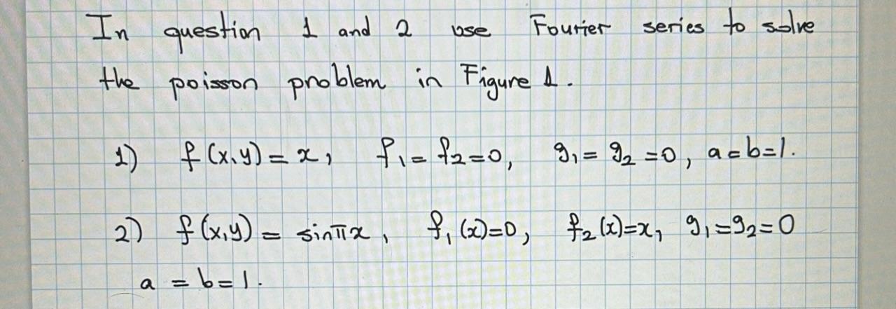 In question 1 and 2 use Fourier series to solve the | Chegg.com