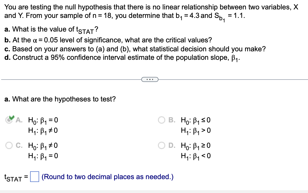 Solved You are testing the null hypothesis that there is no | Chegg.com