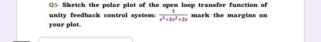 Solved 1 Q5- Sketch the polar plot of the open loop transfer | Chegg.com