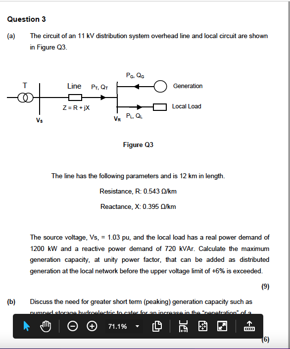 Question 3 (a) The circuit of an 11 kV distribution | Chegg.com