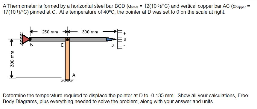 Solved 11 A Thermometer is formed by a horizontal steel bar | Chegg.com
