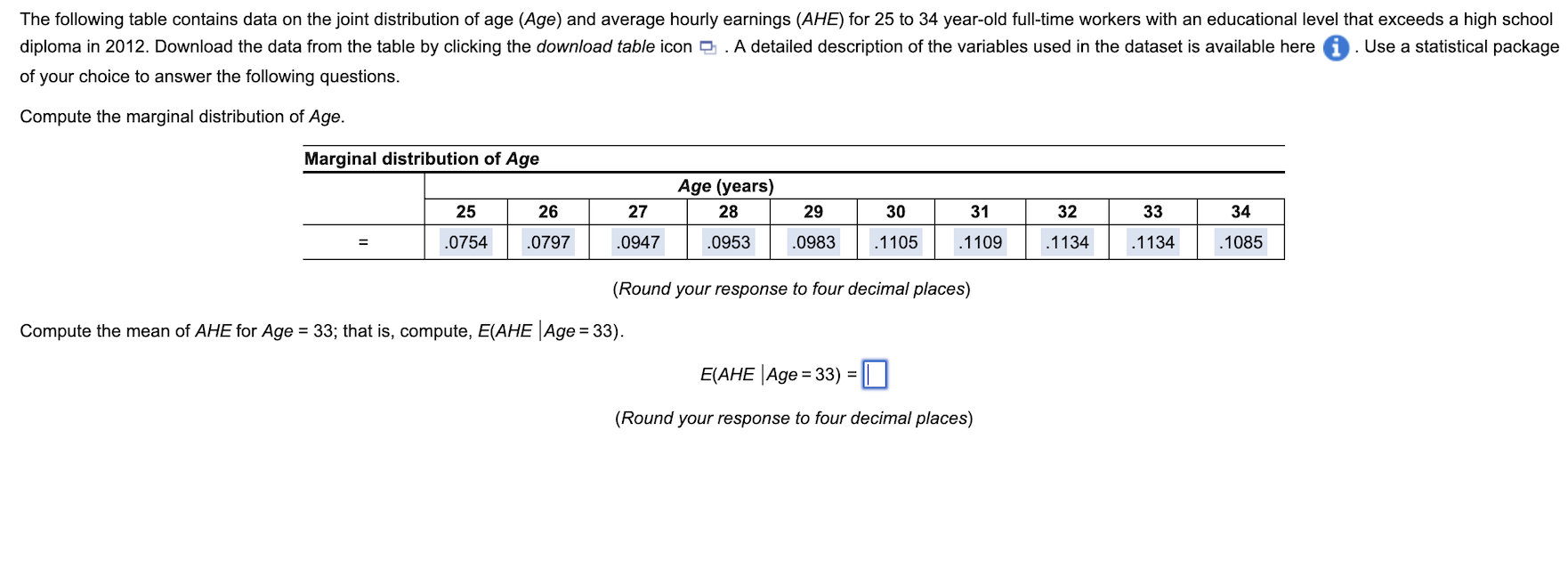 Solved The following table contains data on the joint | Chegg.com
