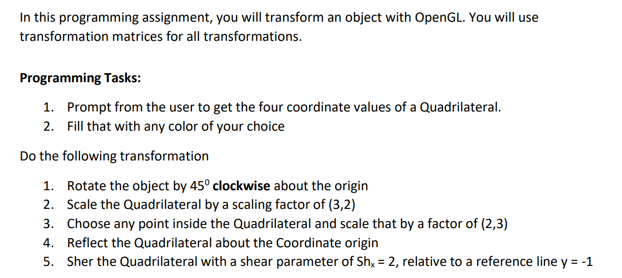 Solved In this programming assignment, you will transform an | Chegg.com