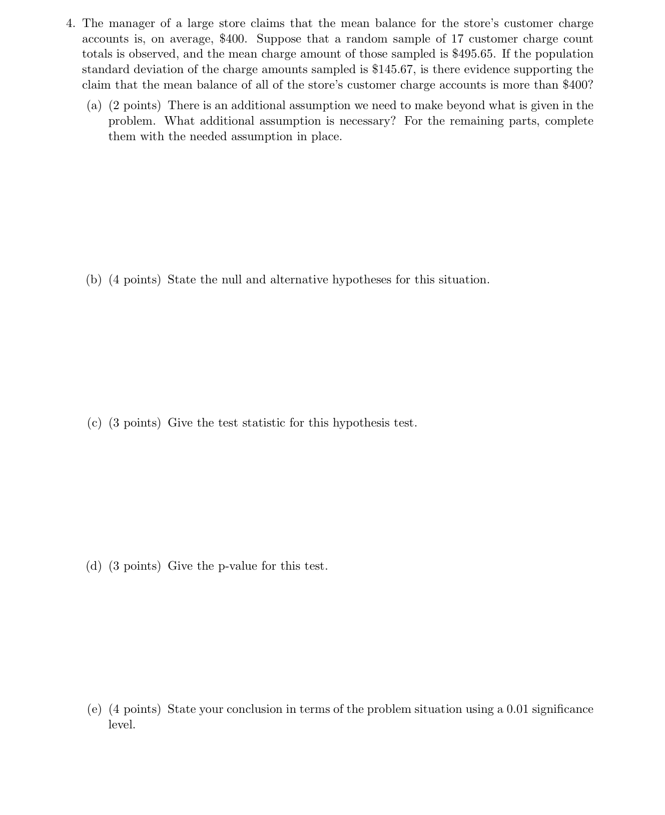 Solved The manager of a large store claims that the mean | Chegg.com