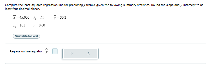 Solved Compute the least-squares regression line for | Chegg.com
