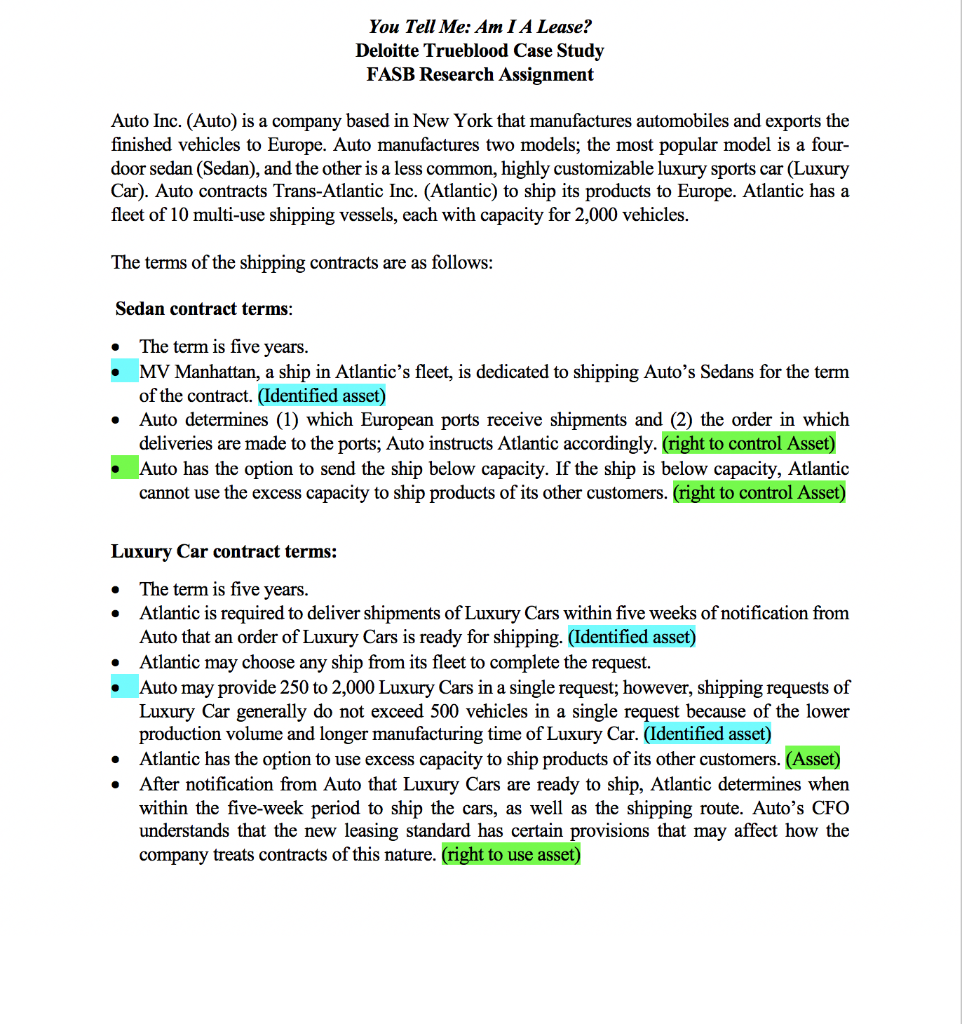 Solved You Tell Me: Am I A Lease? Deloitte Trueblood Case | Chegg.com