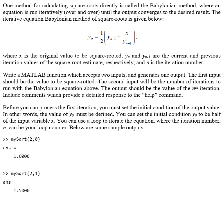 Solved One method for calculating square-roots directly is | Chegg.com