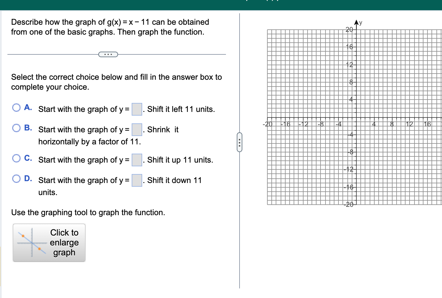 Solved Describe how the graph of g(x)=x−11 can be obtained | Chegg.com