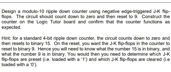 Solved Design a modulo-10 ripple down counter using negative | Chegg.com