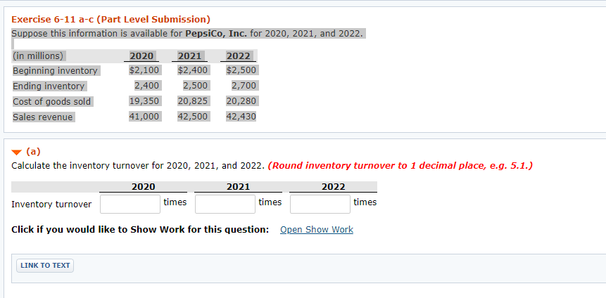 Solved Exercise 6-11 a-c (Part Level Submission) Suppose | Chegg.com