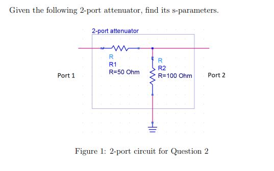 Solved Given the following 2-port attenuator, find its | Chegg.com