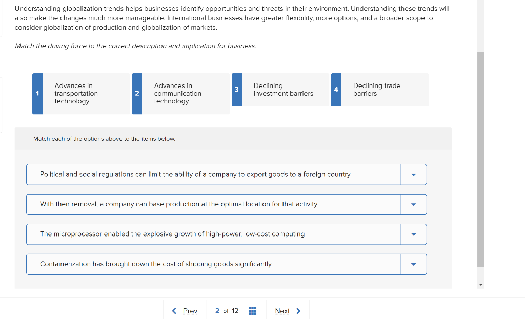 Solved Understanding globalization trends helps businesses | Chegg.com