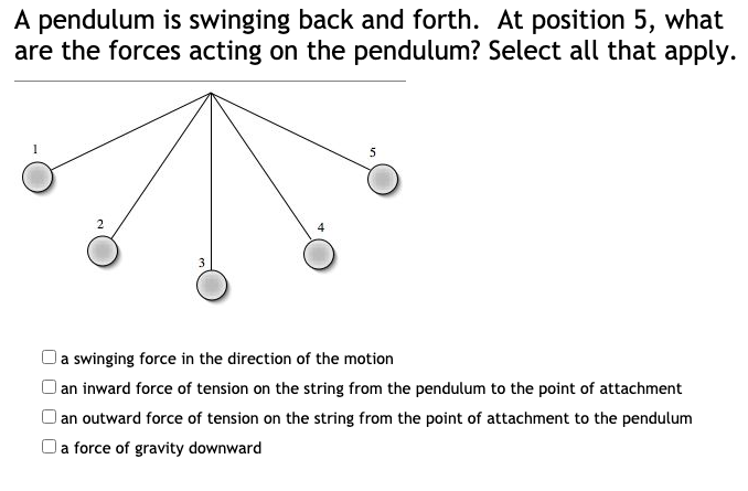 Solved A pendulum is swinging back and forth. At position 5, | Chegg.com