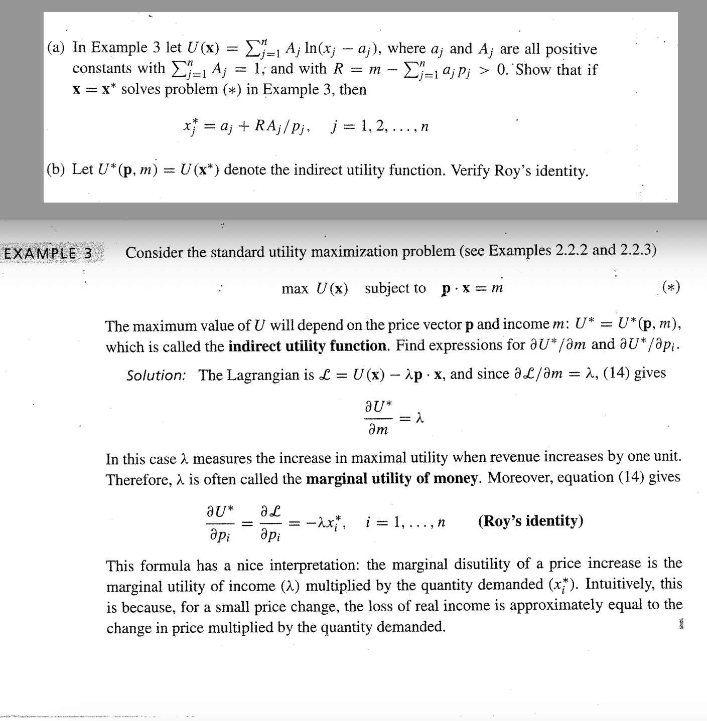 Solved EXAMPLE 3 ﻿Consider the standard utility maximization | Chegg.com