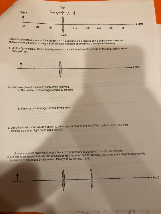 Solved Top Object - (cm) -45 -30 -15 +15 +30 45 60 +75 A | Chegg.com