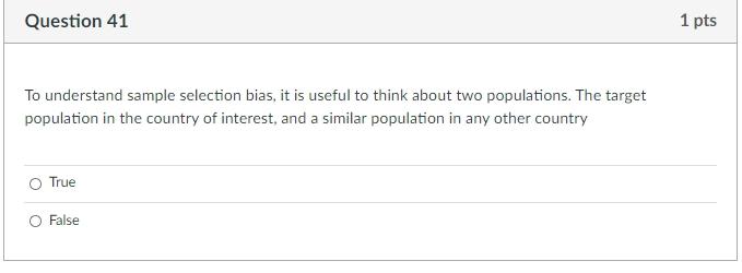 Solved Question 40 1 pts A non-representative sample | Chegg.com