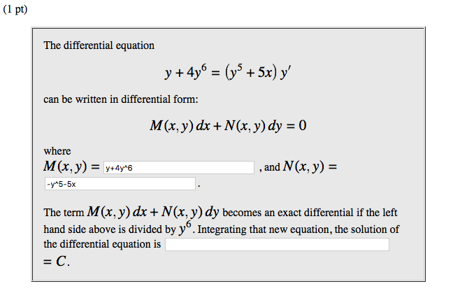 Solved The differential equation y+4y6=y5+5xy | Chegg.com