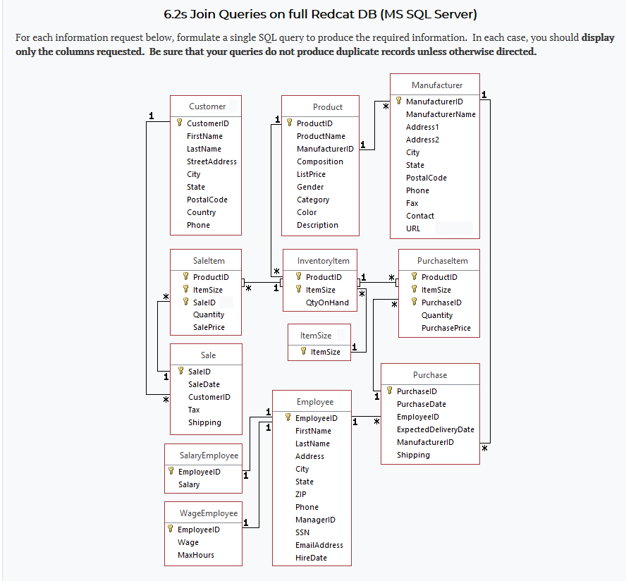 Solved 62s Join Queries On Full Redcat Db Ms Sql Server 8970