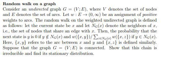 Solved Random walk on a graph Consider an undirected graph | Chegg.com
