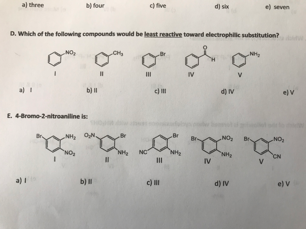 Solved a) three b) four c) five d) six e) seven D. Which of | Chegg.com