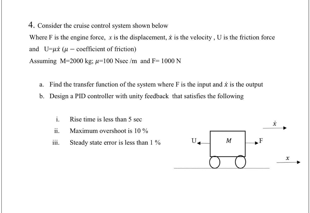 Solved consider the cruise control system shown below where | Chegg.com