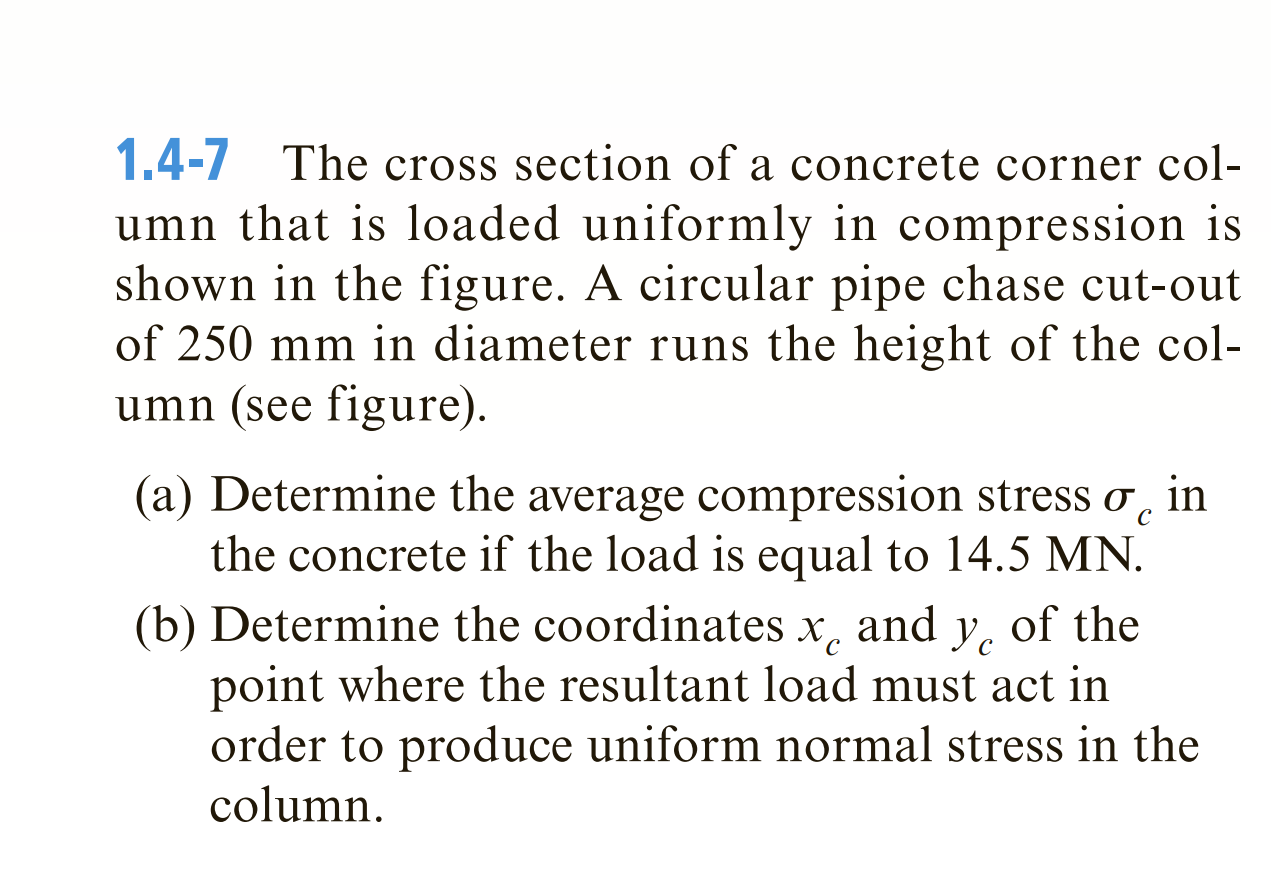 Solved 1.4-7 The cross section of a concrete corner col- umn | Chegg.com