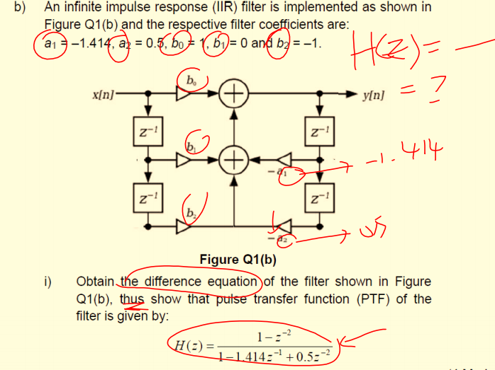 Solved b) An infinite impulse response (IIR) filter is | Chegg.com