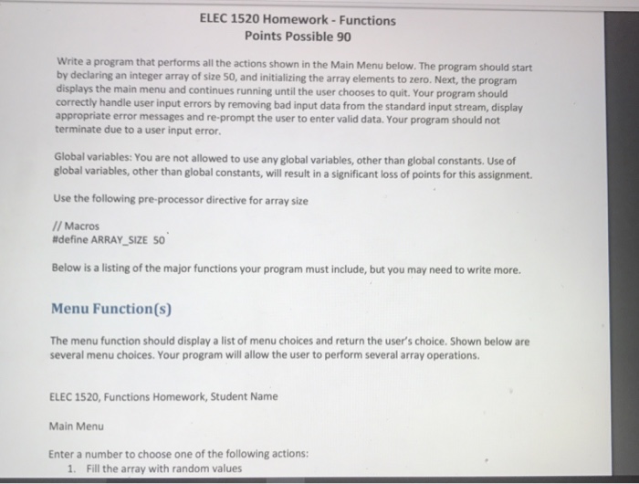 Solved ELEC 1520 Homework Functions Points Possible 90 write | Chegg.com