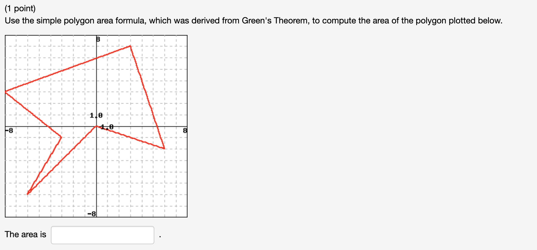 Solved (1 point) Use the simple polygon area formula, which | Chegg.com