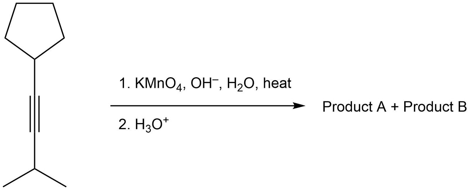 Solved 1. KMnO4, OH-, H2O, heat Product A + Product B 2. | Chegg.com