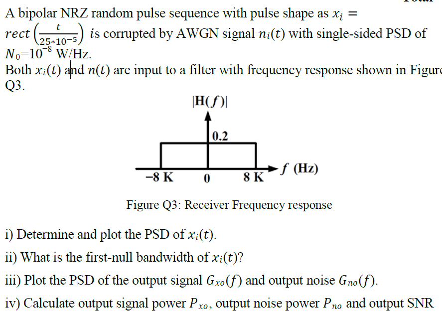 t 25*10-5 A bipolar NRZ random pulse sequence with | Chegg.com