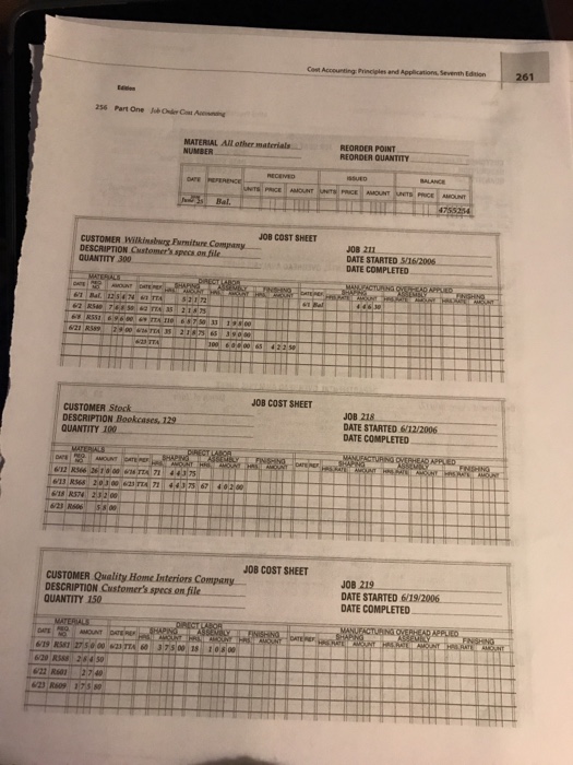 249 Mini-Practice Set One Job Order Cost Accounting | Chegg.com